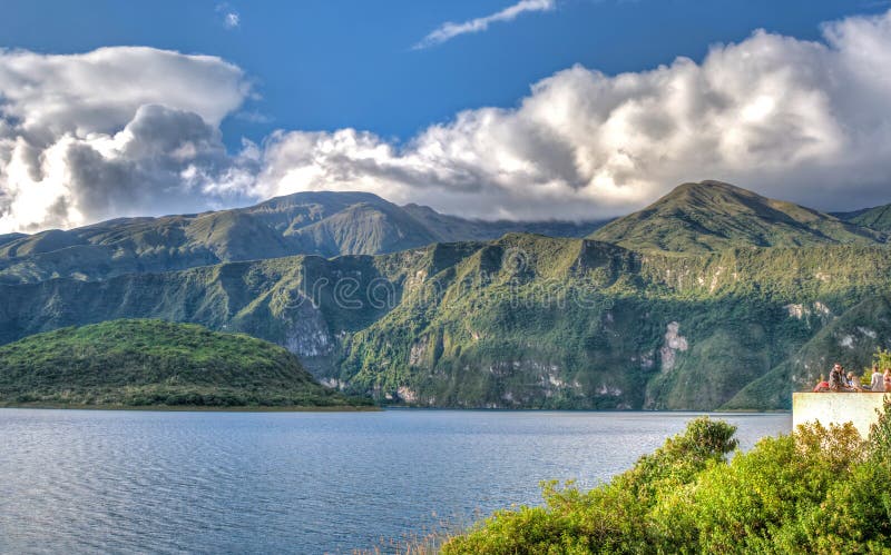 Cuicocha lake and crater stock image. Image of travel - 111142565