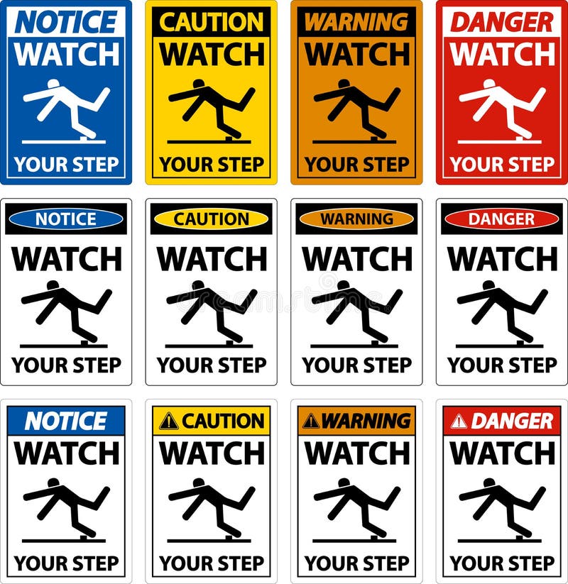 Cuidado Con El Signo De Paso En Fondo Blanco Ilustración del Vector ...