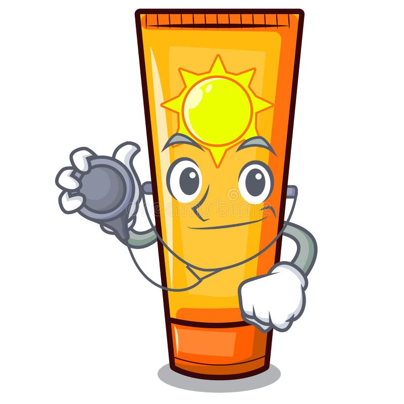 Cuide La Crema Del Sol En La Forma De La Mascota Ilustración del Vector ...