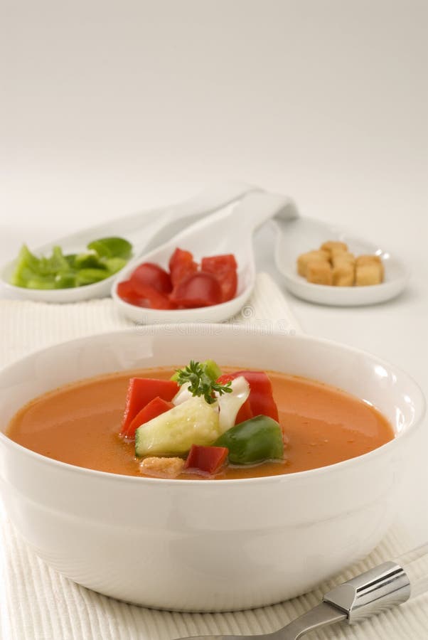 Cuisine Espagnole. Gazpacho. Potage Froid Andalou. Photo stock - Image ...