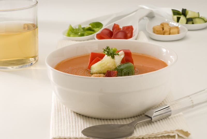 Cuisine Espagnole. Gazpacho. Potage Froid Andalou. Photo stock - Image ...