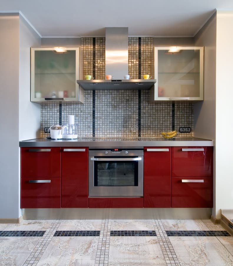 Cuisine moderne neuve photo stock. Image du acier, place - 11678184