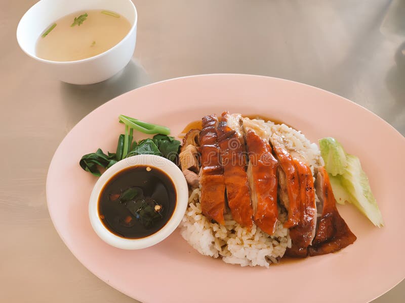 A Cuisine Photo of Duck Grilled on Rice Dish Stock Image - Image of ...