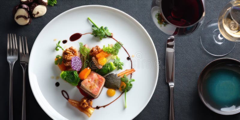 Culinary Art Featuring Gourmet Dish with Vibrant Vegetables and Fine ...