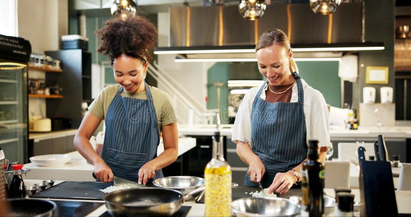 Culinary, Chef and Women in Kitchen, Cooking and Preparation of Meal ...