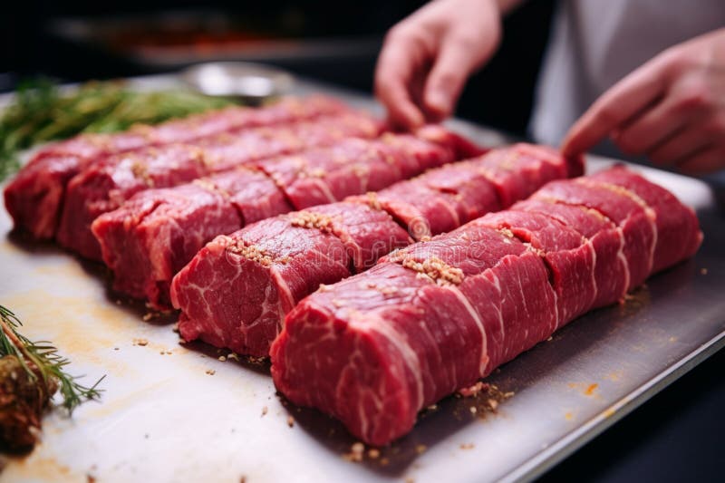 Culinary Class Cooking Meat Rolls, Beef Roll Creation in Progress Stock ...
