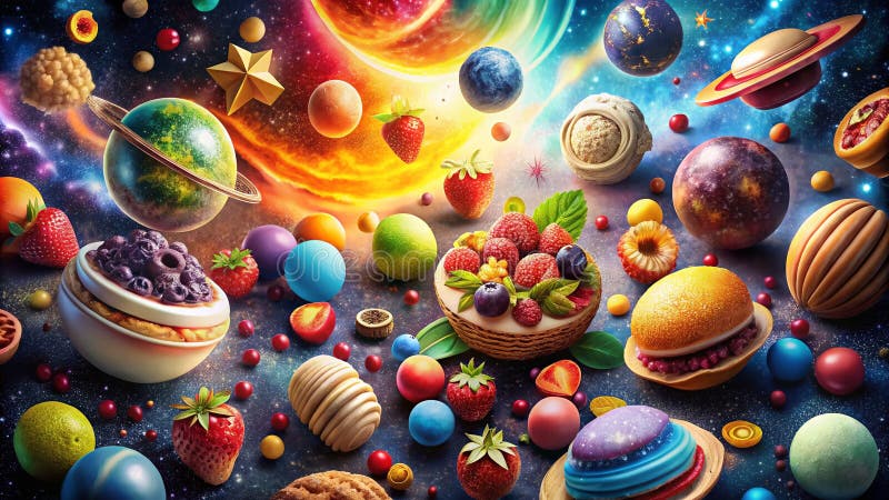 A Culinary Cosmos Explore a Vibrant Array of Food Planets and Stellar ...