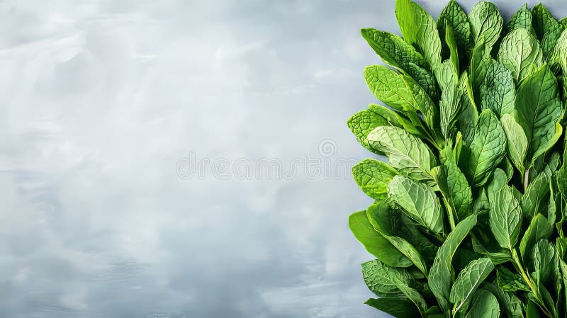 Culinary Delight Fresh Mint Leaves Marble Background Stock Photos ...