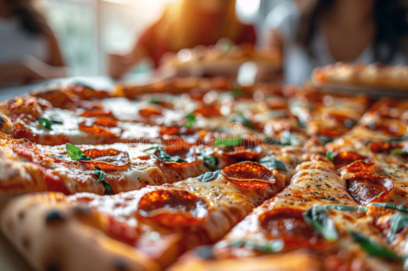 Culinary Delight, Gourmet Pizza Served and Sliced Stock Illustration ...