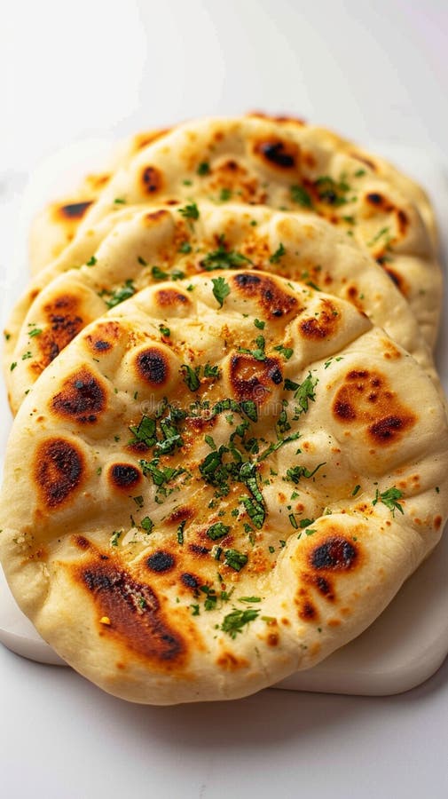Culinary Delight Naan, an Isolated Serving of Delectable Indian Bread ...