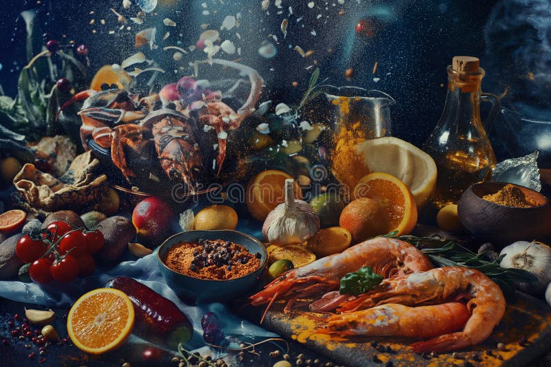 Culinary Delights Collage, AI Generated Stock Illustration ...