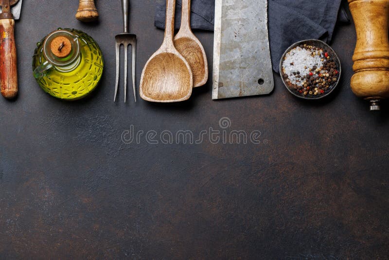 Culinary Essentials: Diverse Cooking Utensils and Spices Stock ...
