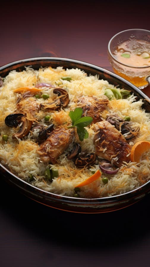 Culinary Indulgence Plate with a Mutton Biryani Meal Showcased Stock ...
