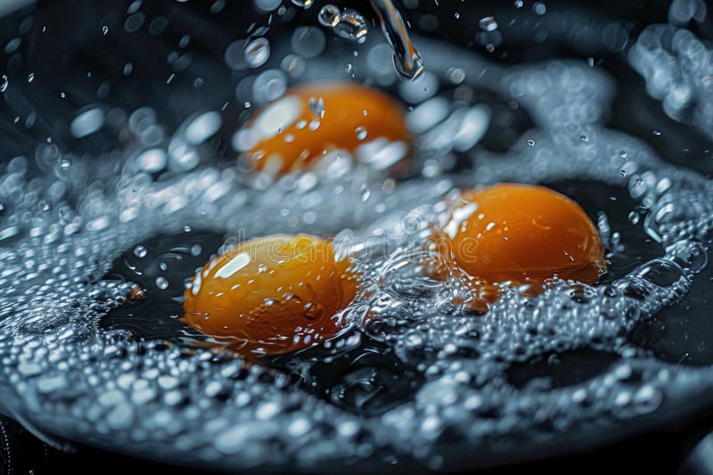 Culinary Magic Eggs Frying in Pan with Water, Masterpiece Emerging ...