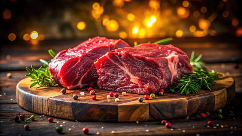 A Culinary Masterpiece Dark Shadows Enveloping Exquisite Raw Beef ...