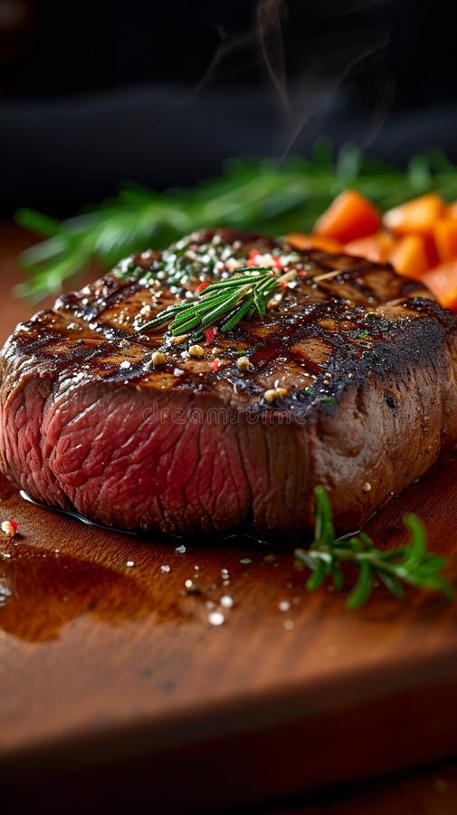 Culinary Masterpiece a Perfectly Cooked Steak on Rustic Wood Stock ...