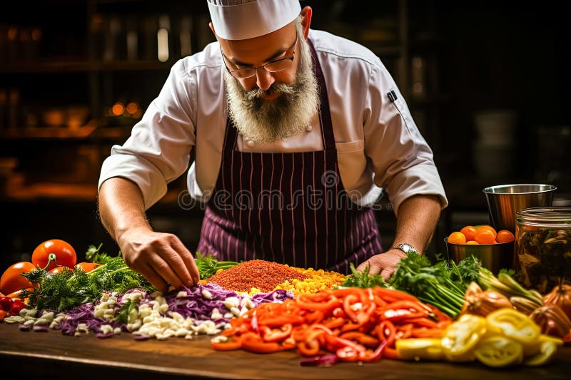 Culinary Mastery, Chef in the Kitchen a Dynamic Stock Photo Stock ...