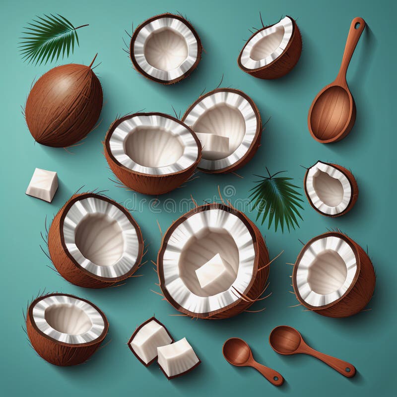 Culinary Presentation of Coconut Products Stock Illustration ...