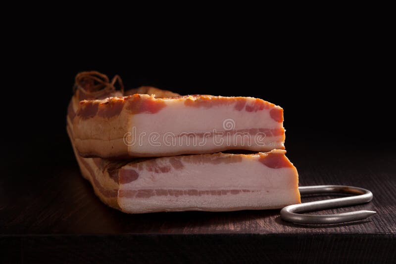 Culinary smoked bacon stock photo. Image of smoke, hanging - 220695774