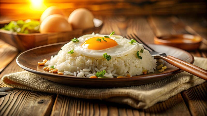 A Culinary Symphony Rice and Egg in a Kitchen Setting Generative AI ...