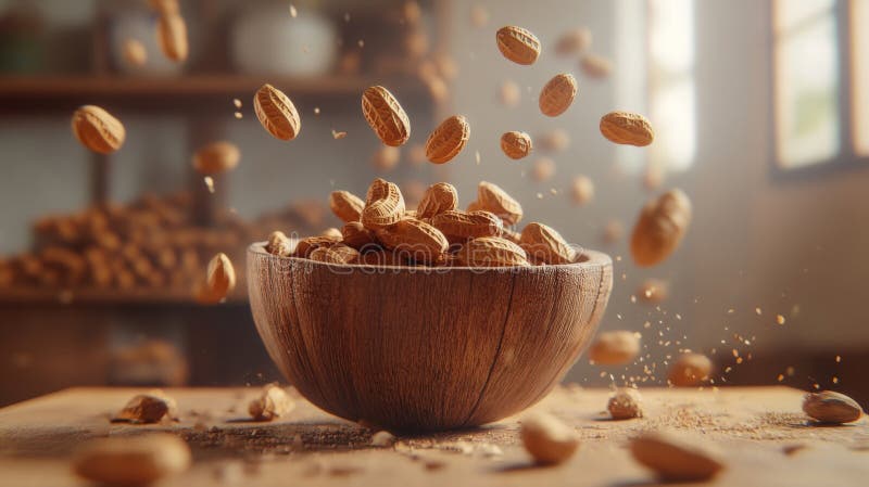 The Culinary Visual of Delicious Shelled Peanuts Falling is Fun and ...