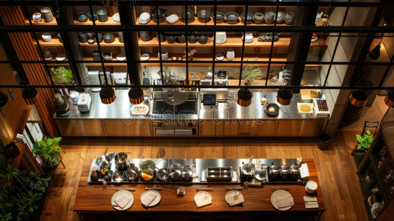 Culinary Workspace with Mesmerizing Layouts Stock Illustration ...