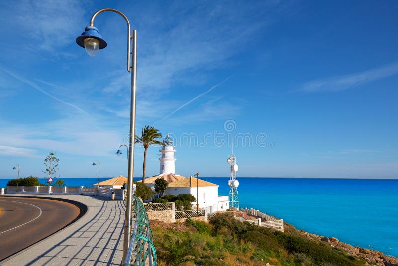 Cullera Lighthouse in Valencia of Spain Stock Photo - Image of ...