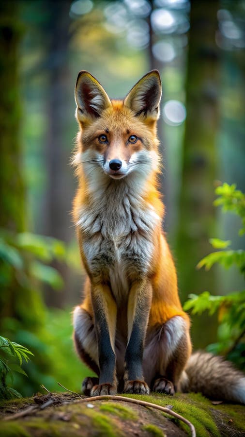 Culpeo fox sits forest stock illustration. Illustration of deer - 329053365