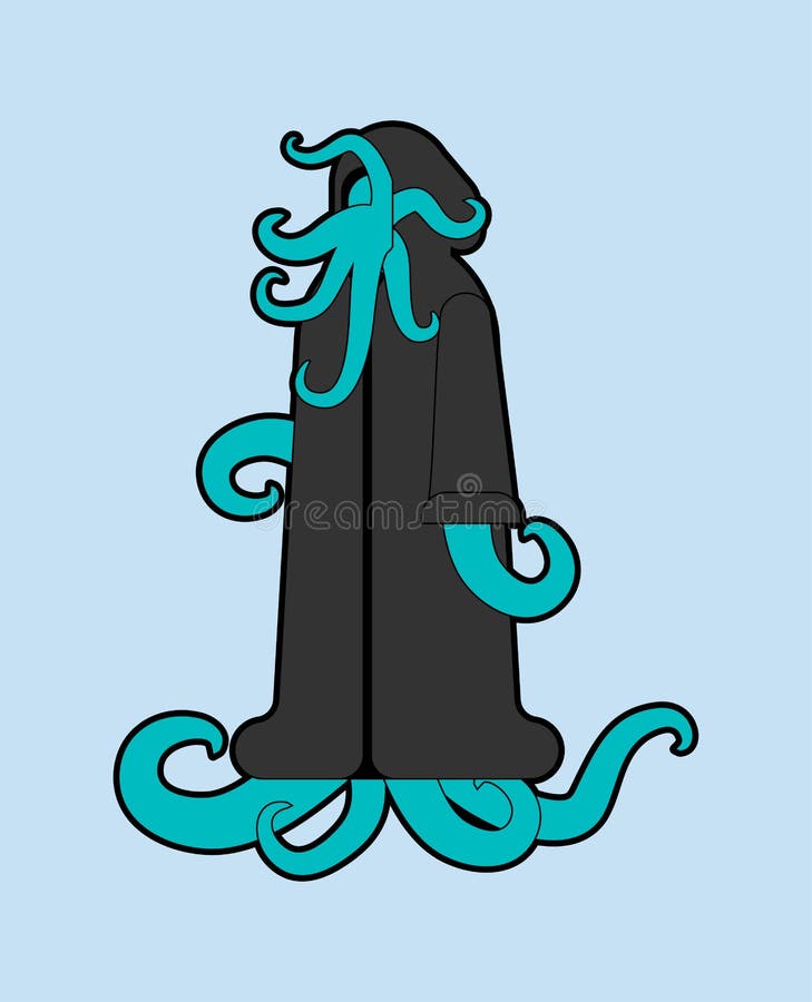 Cult Cthulhu Follower. Monk Octopus with Tentacles and in Cassock Stock ...