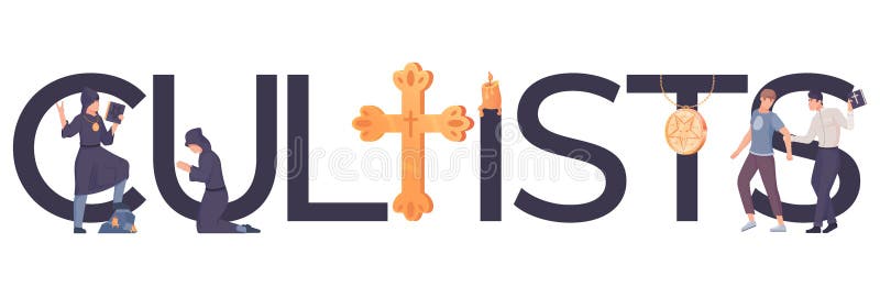 Cultists Flat Text Composition Stock Vector - Illustration of tradition ...