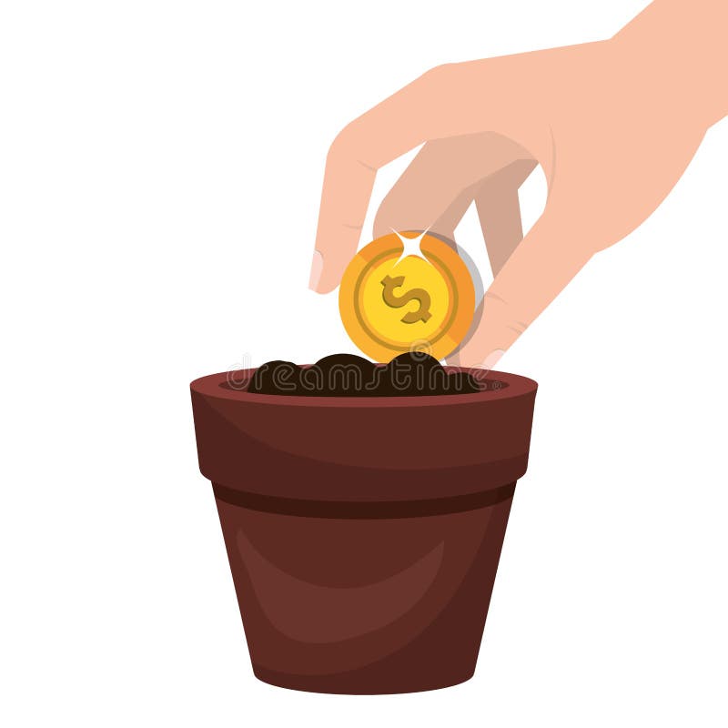 Cultivate money in pot stock vector. Illustration of marketing - 81658614