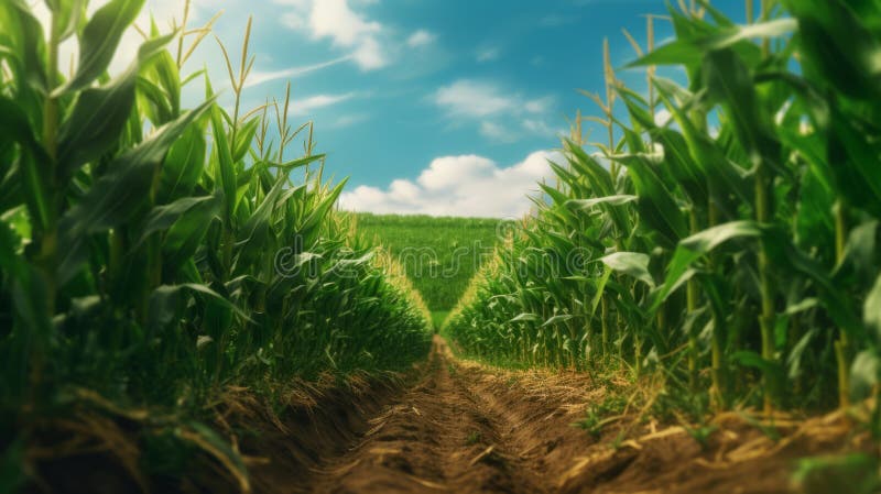 Cultivated Corn Field Earth Day Concept. Generative AI Stock ...