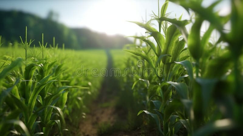Cultivated Corn Field Earth Day Concept. Generative AI Stock ...