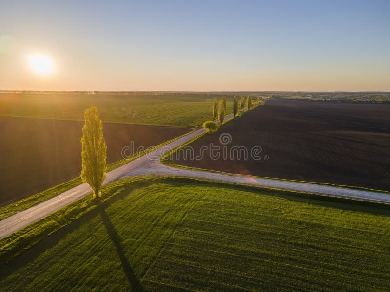 Cultivated Farm Fields Above View. Artistic Photo Bringing Good Luck ...