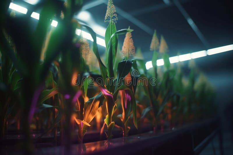Cultivating Corn with Artificial UV Light for Better Yield Stock ...