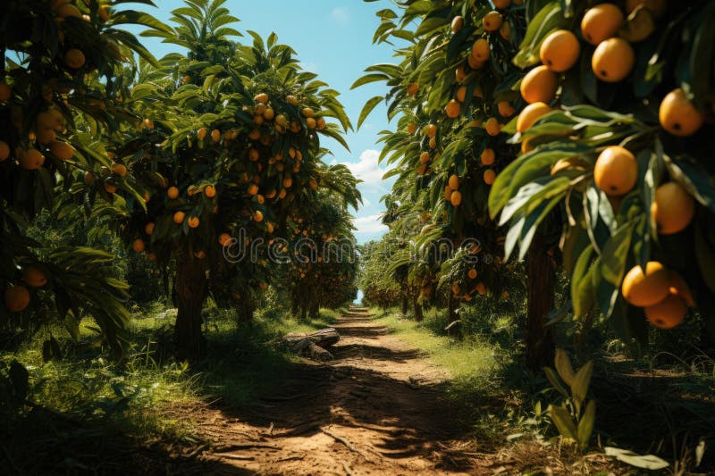 Cultivation of Mango Garden Fruit Trees with Generative Tropica Stock ...