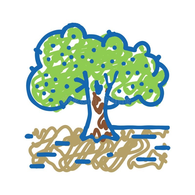 Cultivation Olive Tree Icon Doodle Illustration Stock Vector ...