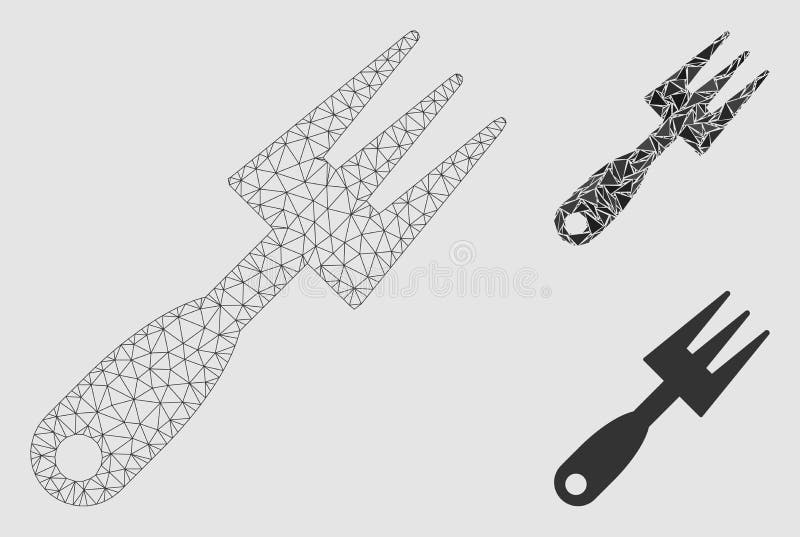 Cultivator Rake Vector Mesh 2D Model and Triangle Mosaic Icon Stock ...