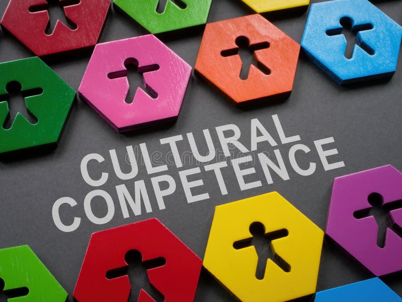Cultural Competence Sign and Small Colorful Figurines. Stock Image ...