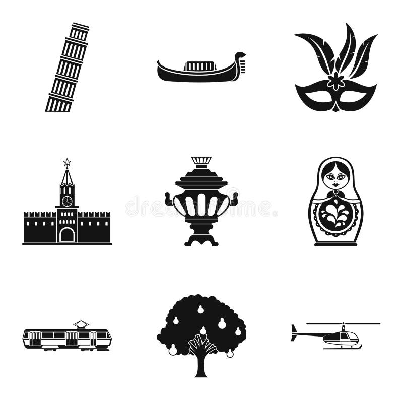 Cultural Difference Icons Set, Simple Style Stock Vector - Illustration ...
