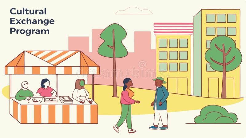 Cultural Exchange Program, Community Event, Diverse People Scene Vector ...