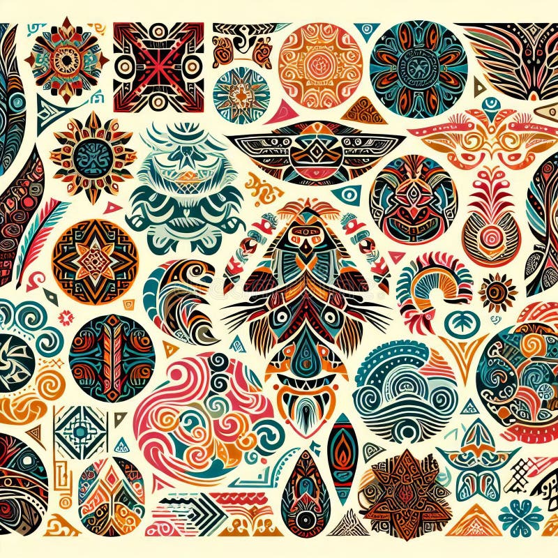 Cultural and Symbolic Designs Stock Illustration - Illustration of ...