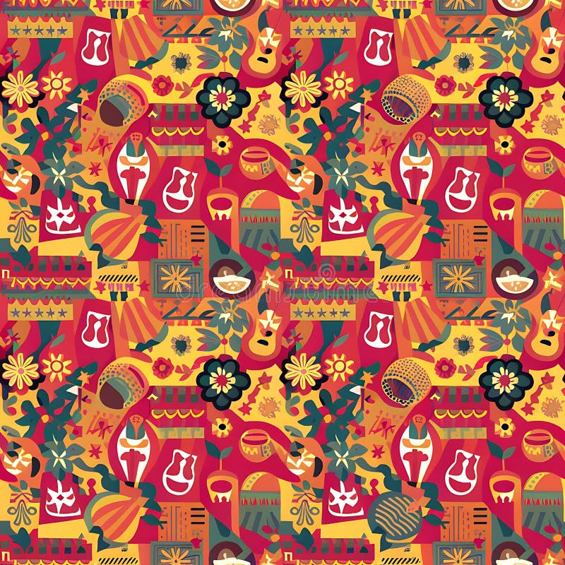 Cultural Symbols Pattern for Hispanic Heritage Month Stock Illustration ...