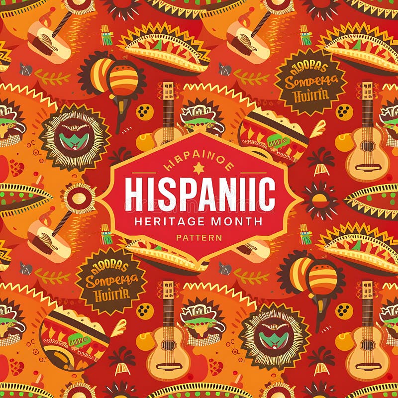 Cultural Symbols Pattern for Hispanic Heritage Month Stock Illustration ...