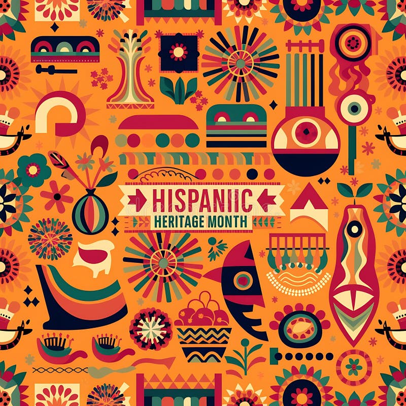 Cultural Symbols Pattern for Hispanic Heritage Month Stock Illustration ...