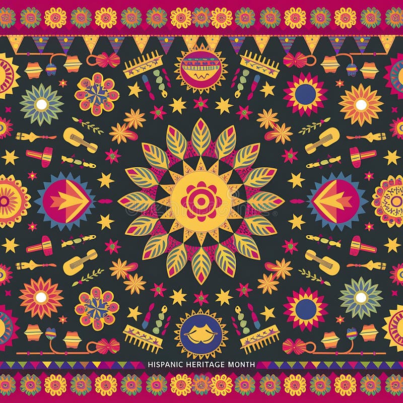 Cultural Symbols Pattern for Hispanic Heritage Month Stock Illustration ...