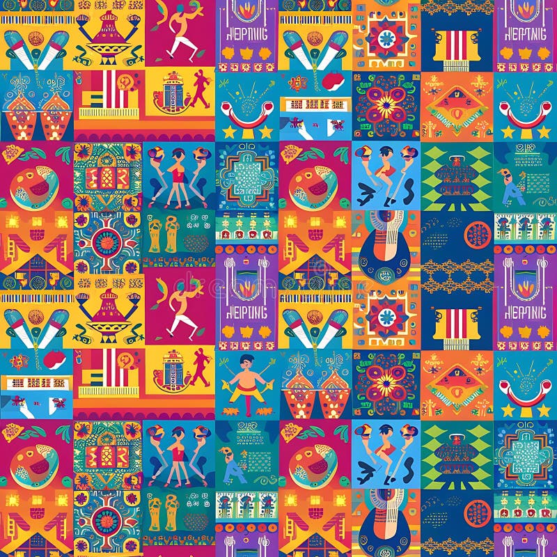 Cultural Symbols Pattern for Hispanic Heritage Month Stock Illustration ...