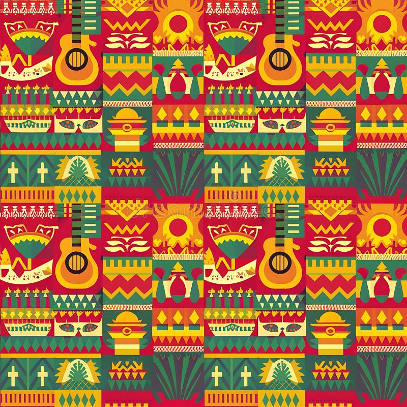 Cultural Symbols Pattern for Hispanic Heritage Month Stock Illustration ...