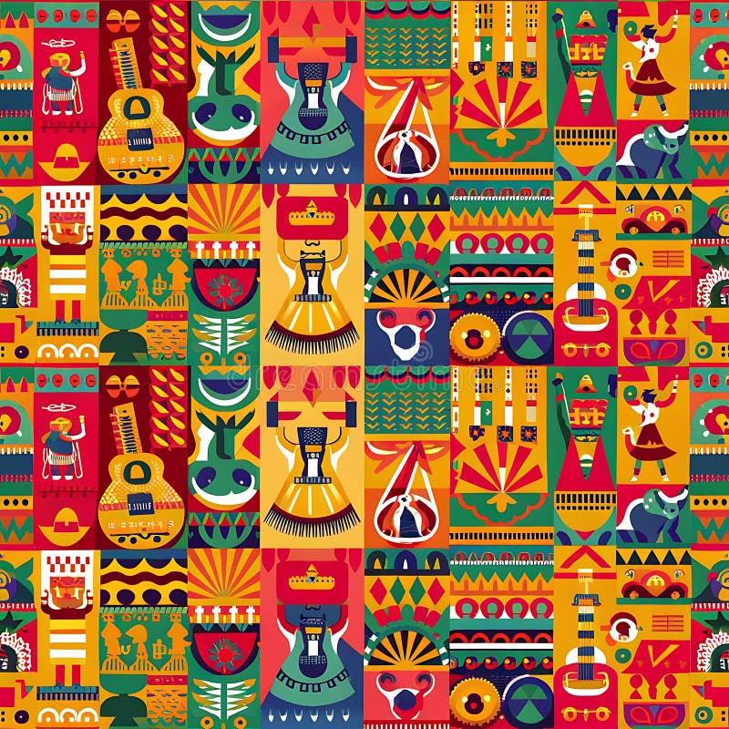 Cultural Symbols Pattern for Hispanic Heritage Month Stock Illustration ...