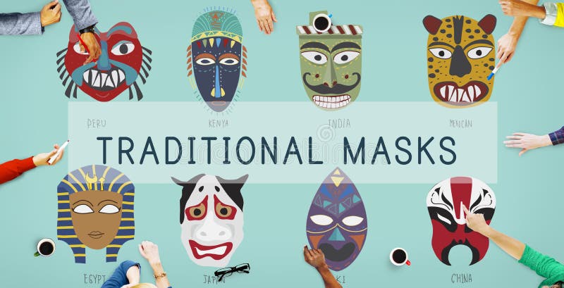 Cultural Traditional Masks Global Concept Stock Illustration ...